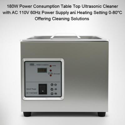 China 180W Power Consumption Table Top Ultrasonic Cleaner with AC 110V 60Hz Power Supply and Heating Setting 0-80C Offering Cleaning Solutions for sale