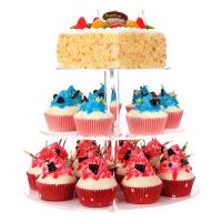 China 3 Tier Cupcake Acrylic Stand Round Lucite Cupcake Holder For Wedding / Birthday for sale