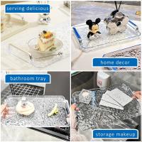 China Stylish Clear Stone Finish Acrylic Tray Plexiglass Serving Tray Modern Style for sale