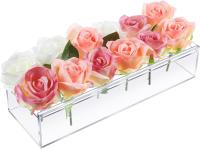 China OEM ODM Tabletop Clear Acrylic Rectangle Vase , Wedding Acrylic Flower Display Box for sale