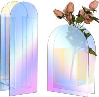 China U Shape Bending Rainbow color Flower Acrylic Vase For Home Decor Or Wedding Table for sale