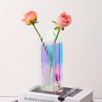 China U Shape Bending Rainbow color Flower Acrylic Vase For Home Decor Or Wedding Table for sale