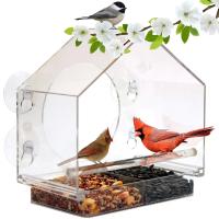 China JYD Transparent Suction Cup Acrylic Birdfeeder Outdoor Window Birdhouse for sale