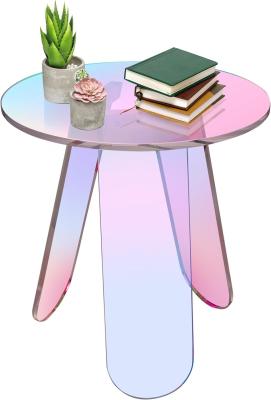 China Nordic Colorful Rainbow Custom Acrylic Furniture Acrylic Side Table Round Coffee Table for sale