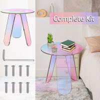 China Nordic Colorful Rainbow Custom Acrylic Furniture Acrylic Side Table Round Coffee Table for sale