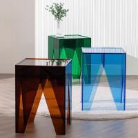 China OEM ODM Square Acrylic Side Table Lucite End Table For Living Room Bedroom for sale