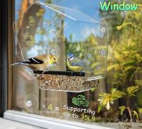 China Adjustable Size Acrylic Bird Feeder Large View Clear Pet Feeder Convenient Design for sale