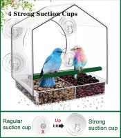 China Waterproof Acrylic Bird Feeder With Suction Cups For Windows Easy Clean And Refill for sale