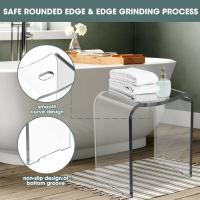 China Transparent Custom Acrylic Furniture U Shape Acrylic Shower Bench Bathroom Stool for sale
