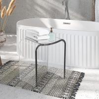 China Transparent Custom Acrylic Furniture U Shape Acrylic Shower Bench Bathroom Stool for sale