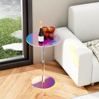 China Knock Down Design Acrylic Tea Table Rainbow Dazzling Color Acrylic Round Table for sale