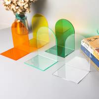 China Custom Size Acrylic Bookends Plexiglas Shelves Heavy Duty Desktop Book Organizer for sale