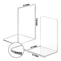 China Custom Size Acrylic Bookends Plexiglas Shelves Heavy Duty Desktop Book Organizer for sale