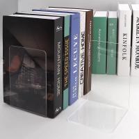 China Custom Size Acrylic Bookends Plexiglas Shelves Heavy Duty Desktop Book Organizer for sale