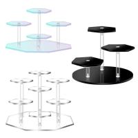 China 13cm Dia X 9cm Hexagon Acrylic Display Shelf For Action Figures Dolls Jewelry Storage for sale