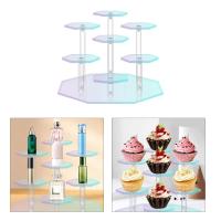 China 13cm Dia X 9cm Hexagon Acrylic Display Shelf For Action Figures Dolls Jewelry Storage for sale