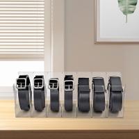 China Clear Acrylic Belt Organizer Tie Storage Holder With 7 Compartments Display Case for sale