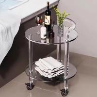 China Clear Assembled Acrylic Rolling Cart With Wheels For Dinning Room Bedroom storage for sale