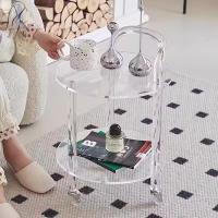 China Clear Assembled Acrylic Rolling Cart With Wheels For Dinning Room Bedroom storage for sale