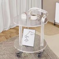 China Clear Assembled Acrylic Rolling Cart With Wheels For Dinning Room Bedroom storage for sale