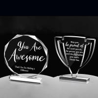 China Custom Clear Number Acrylic Award Trophy Block for Company Anniversary Recognition for sale