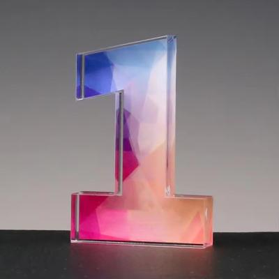 China Multipurpose Clear Number Acrylic Block Award Custom Printing For Company Events for sale
