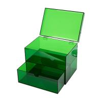 China Stylish Green Acrylic Organizer Box With Cover And Drawer For Home Business Use for sale
