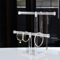 China Two Tiered T Bar Acrylic Display Rack Jewelry Display Stand For Showcasing Bracelets for sale
