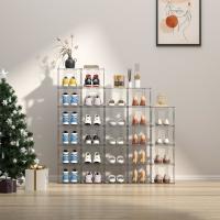 China 6 Tier Shoe Storage Acrylic Rack , Free Standing Acrylic Shoe Organizer For Closet for sale