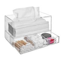China Multi Functional Acrylic Makeup Storage Box Lucite Tissue Box With Drawer And Lid for sale