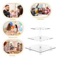 China 3 Tier Square Design Clear Acrylic Dessert Tower Holder Display For Weddings Parties for sale