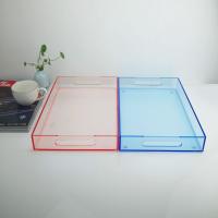 China Transparent Yellow Acrylic Lucite Serving Tray With Handle For Hotel Restaurant Home for sale