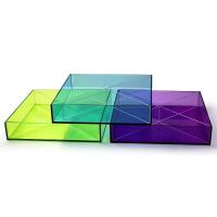 China OEM Green Square Acrylic Tray Plexiglass Fruit Tray With Removable Compartments for sale