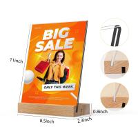 China 3 Pack Acrylic Sign Holder 8.5 X 11 With Wooden Bases Double Slot Design for sale