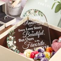 China Heart Shaped Acrylic Sign Display for Wedding Gift Happy Anniversary Present for sale