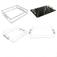 China Clear Rectangular Acrylic Tray Lucite Breakfast Tray For Home Restaurant Hotel for sale