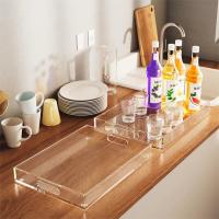 China Clear Rectangular Acrylic Tray Lucite Breakfast Tray For Home Restaurant Hotel for sale