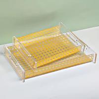 China Smooth Finish Clear Acrylic Serving Tray Lucite Bread Tray With Custom Printing for sale
