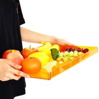 China Orange Rectangular Acrylic Serving Tray Organizer , Plexiglas Acrylic Tea Tray for sale