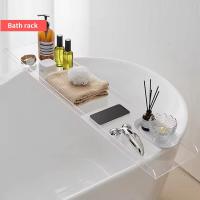 China Custom Color Acrylic Bath Tray Crystal Shelf Lucite Bathtub Caddy OEM Logo for sale
