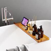 China Custom Color Acrylic Bath Tray Crystal Shelf Lucite Bathtub Caddy OEM Logo for sale