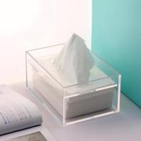 China Rectangular Design Acrylic Box Lucite Tissue Holder For Home Restaurant Hotel for sale
