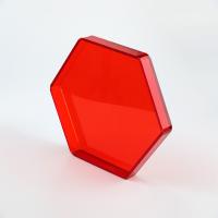 China Hexagon Shape Red Acrylic Tray Organizer PMMA Plexiglass Lucite Serving Tray for sale