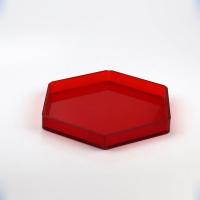 China Hexagon Shape Red Acrylic Tray Organizer PMMA Plexiglass Lucite Serving Tray for sale