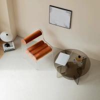 China Minimalist Assembled Custom Acrylic Furniture Acrylic Makeup Chair With Cushion for sale