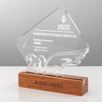 China Custom UV Printing Acrylic Award With Wood Base , Cast Plexiglass Plaques OEM for sale