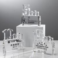 China The 5th Year Anniversary Acrylic Award Plaques With Base Custom Engraving for sale