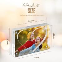 China 5 X 7 Clear Heart Shape Acrylic Magnetic Photo Frame Lucite Double Side Picture Frame for sale