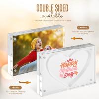 China 5 X 7 Clear Heart Shape Acrylic Magnetic Photo Frame Lucite Double Side Picture Frame for sale