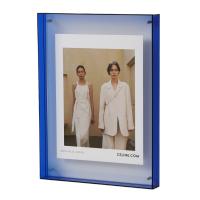 China Home Decor Blue Double Sided Acrylic Photo Block Shadow Box Frame 8''X 12'' for sale